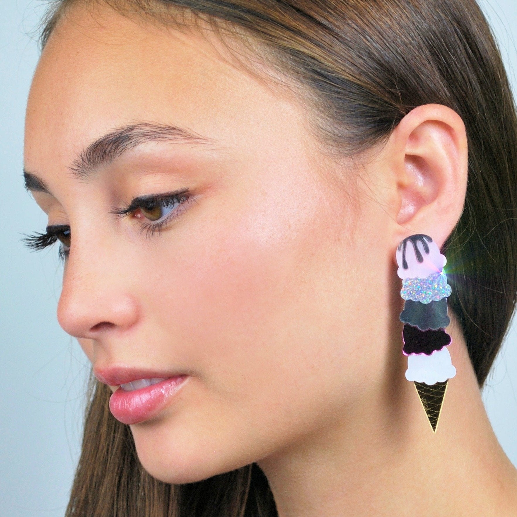 Last Chance XL Ice Cream Cone earrings VincaUSA